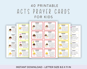 ACTS Prayer Cards Set for Kids Acts Prayer Printable Daily Devotional ...
