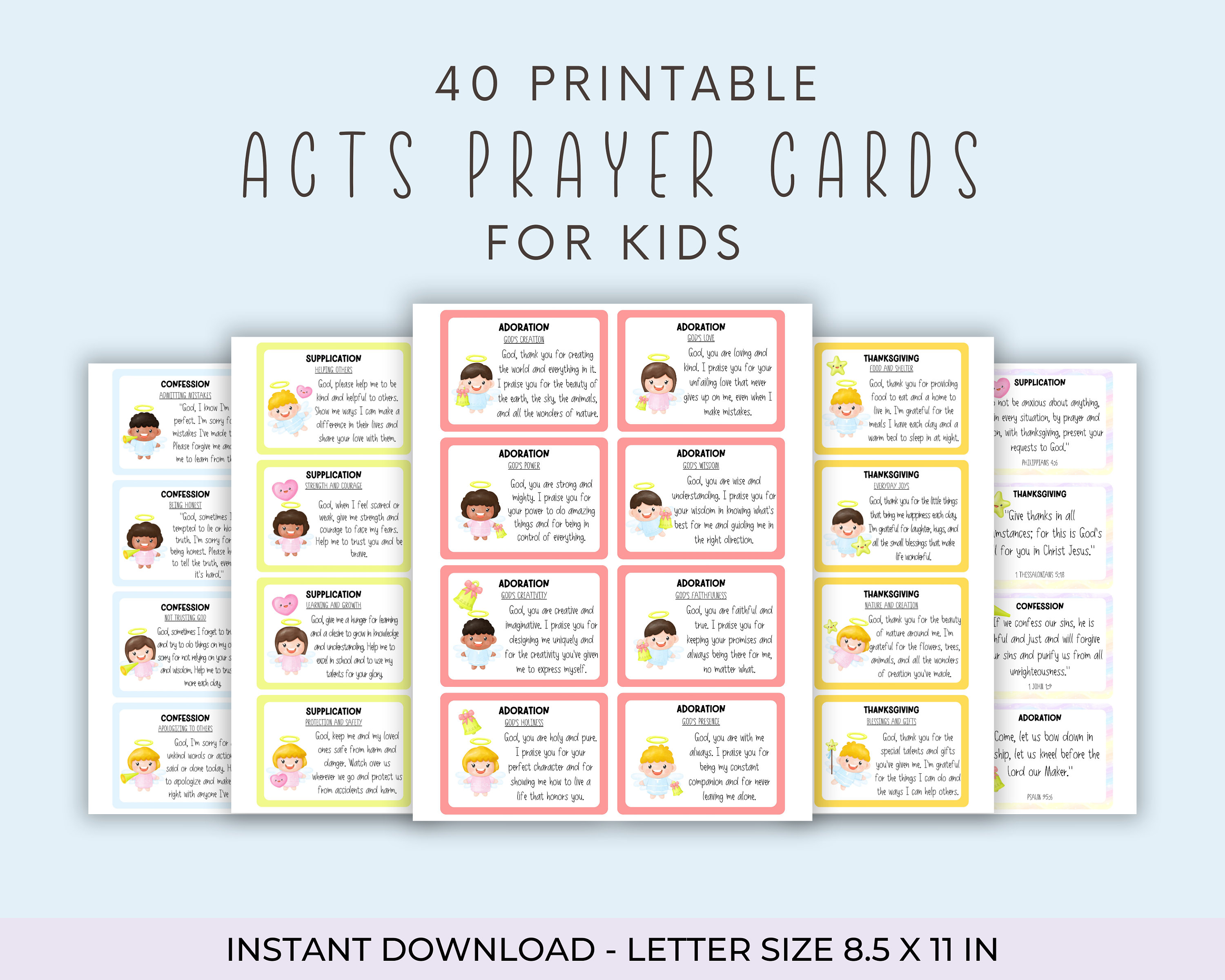 ACTS Prayer Cards Set for Kids Acts Prayer Printable Daily Devotional ...
