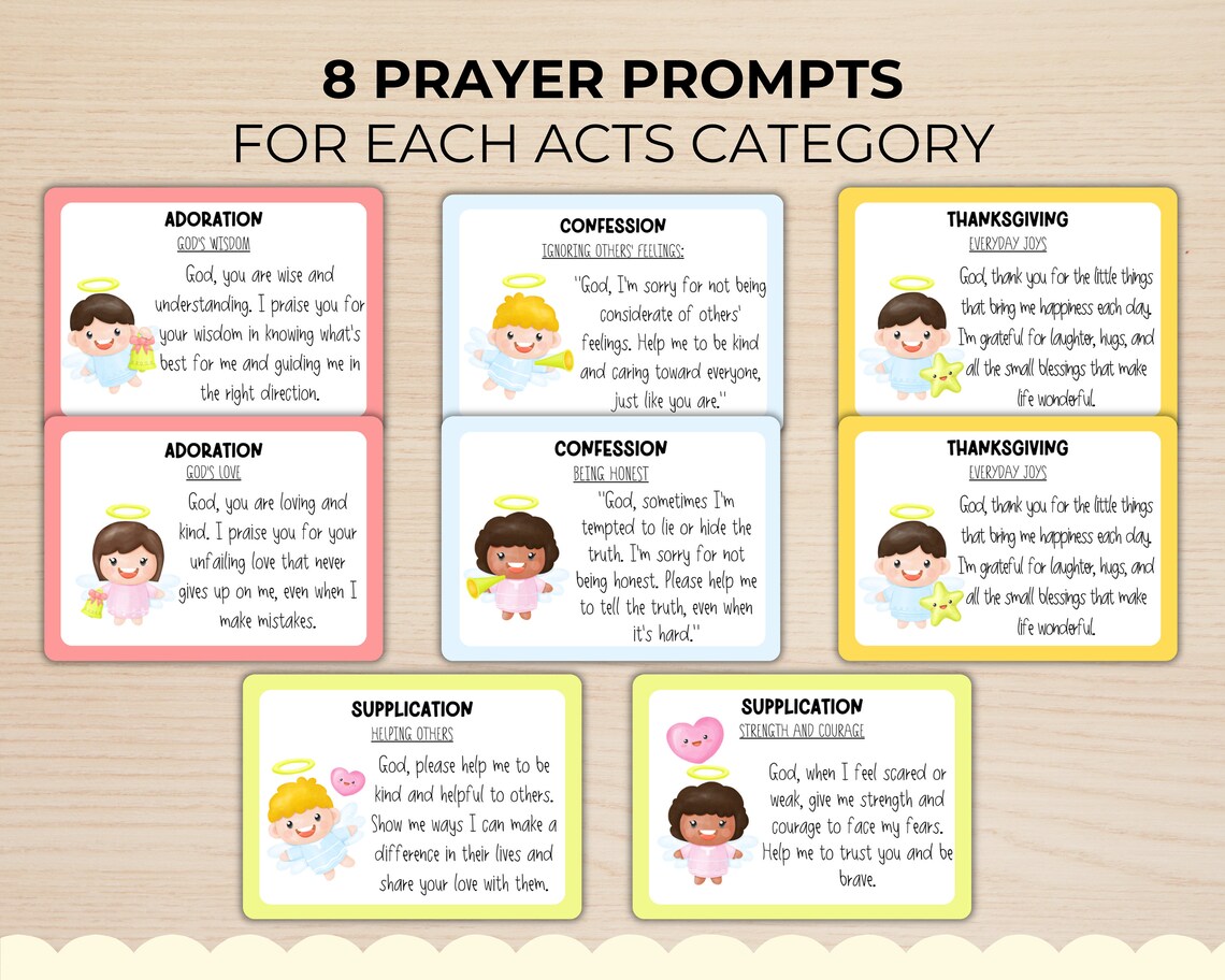 ACTS Prayer Cards Set for Kids Acts Prayer Printable Daily Devotional ...