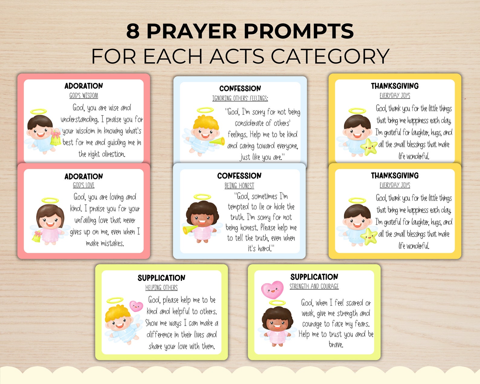 ACTS Prayer Cards Set for Kids Acts Prayer Printable Daily Devotional ...