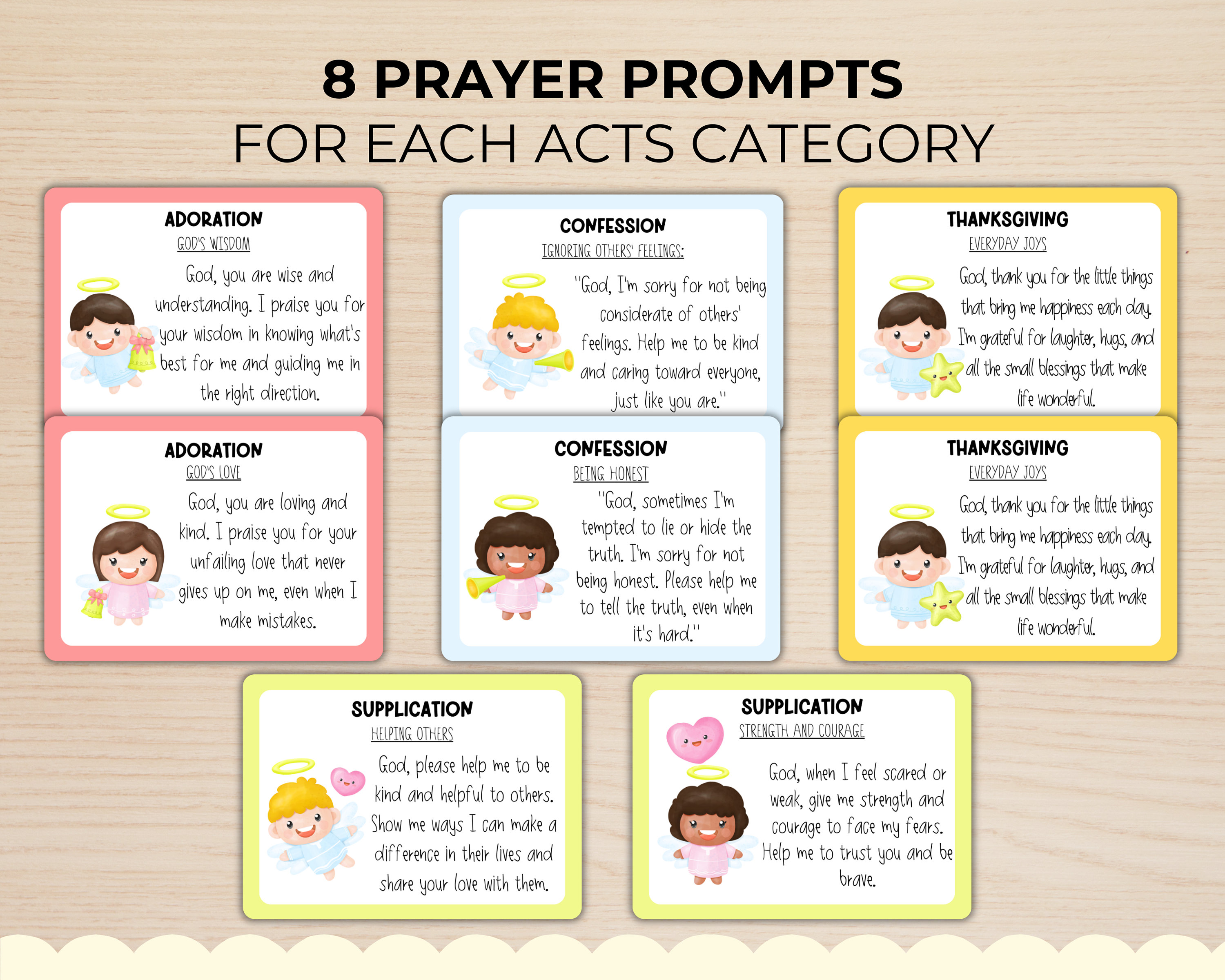 ACTS Prayer Cards Set for Kids Acts Prayer Printable Daily Devotional ...