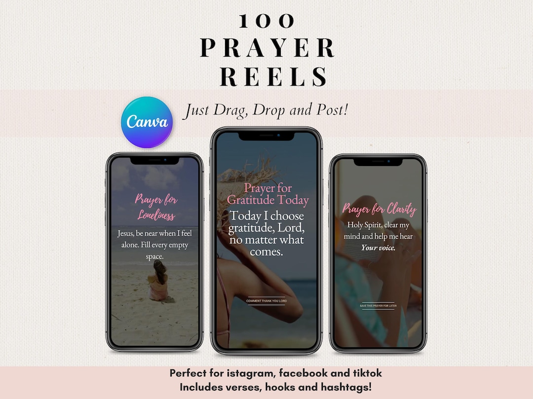Christian Faceless Prayer Reels Templates | Canva Editable, Overlay ...