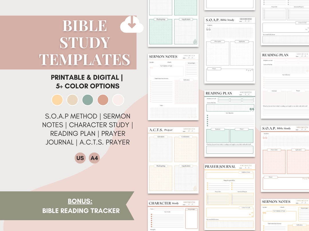 Bible Study Template Printable Bundle, Soap Bible Prayer Journal ...