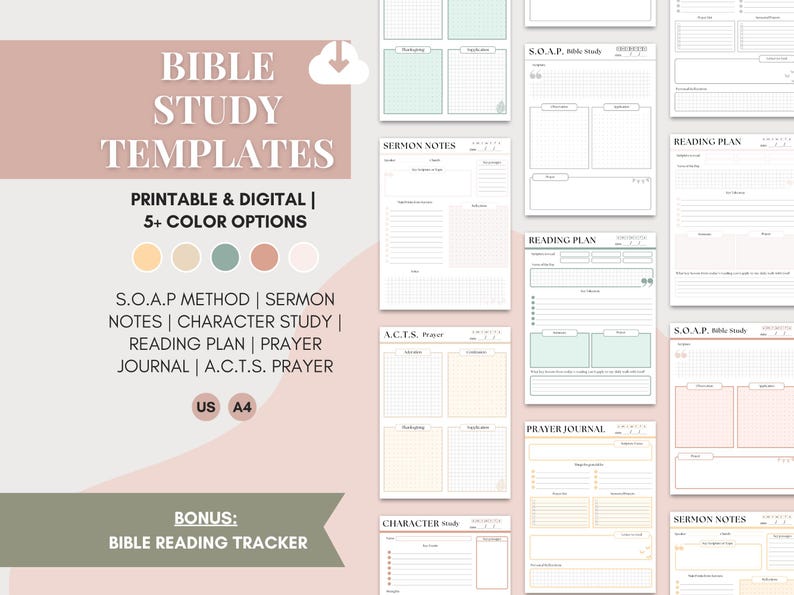 Bible Study Template Printable Bundle, Soap Bible Prayer Journal ...