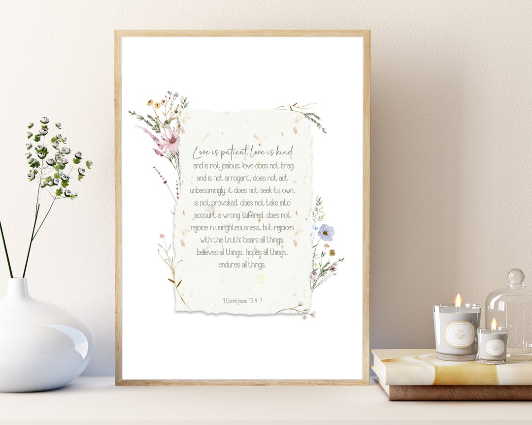 Floral Scripture Art Botanic Bible Verse Modern Christian Art Biblical ...