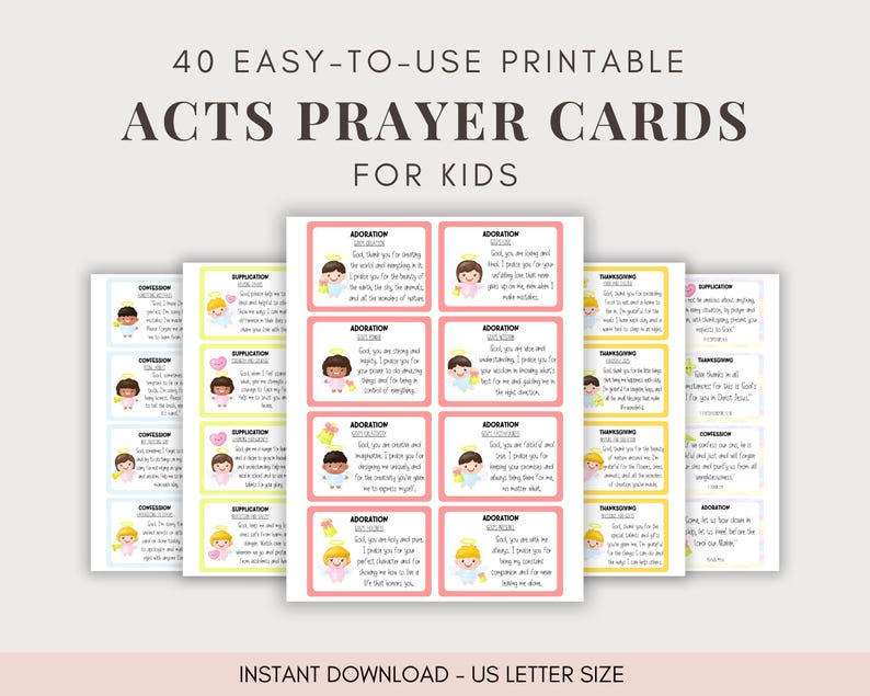 ACTS Prayer Cards for Kids | Printable Daily Devotional Guide ...