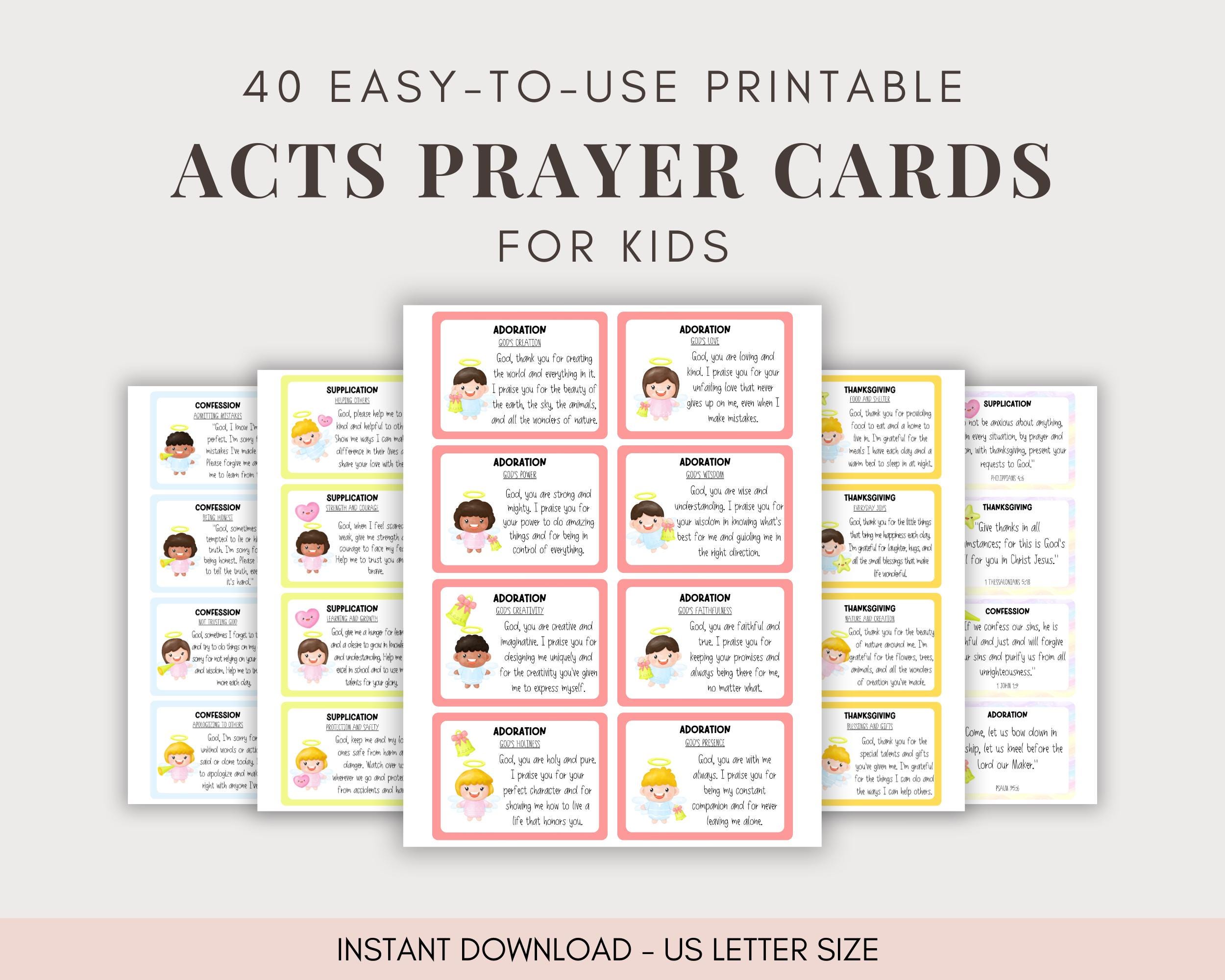 ACTS Prayer Cards for Kids | Printable Daily Devotional Guide ...