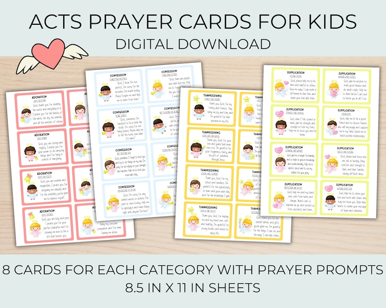 ACTS Prayer Cards Set for Kids Acts Prayer Printable Daily Devotional ...