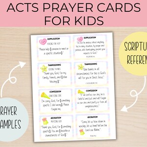 ACTS Prayer Cards Set for Kids Acts Prayer Printable Daily Devotional ...