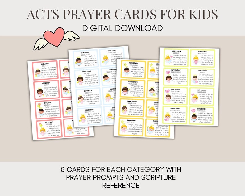 ACTS Prayer Cards for Kids | Printable Daily Devotional Guide ...