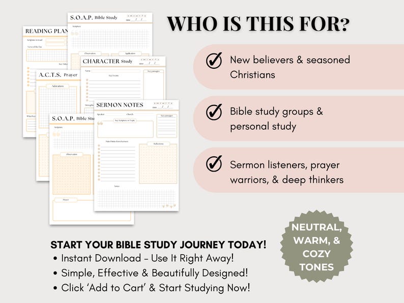 Bible Study Template Printable Bundle, Soap Bible Prayer Journal ...