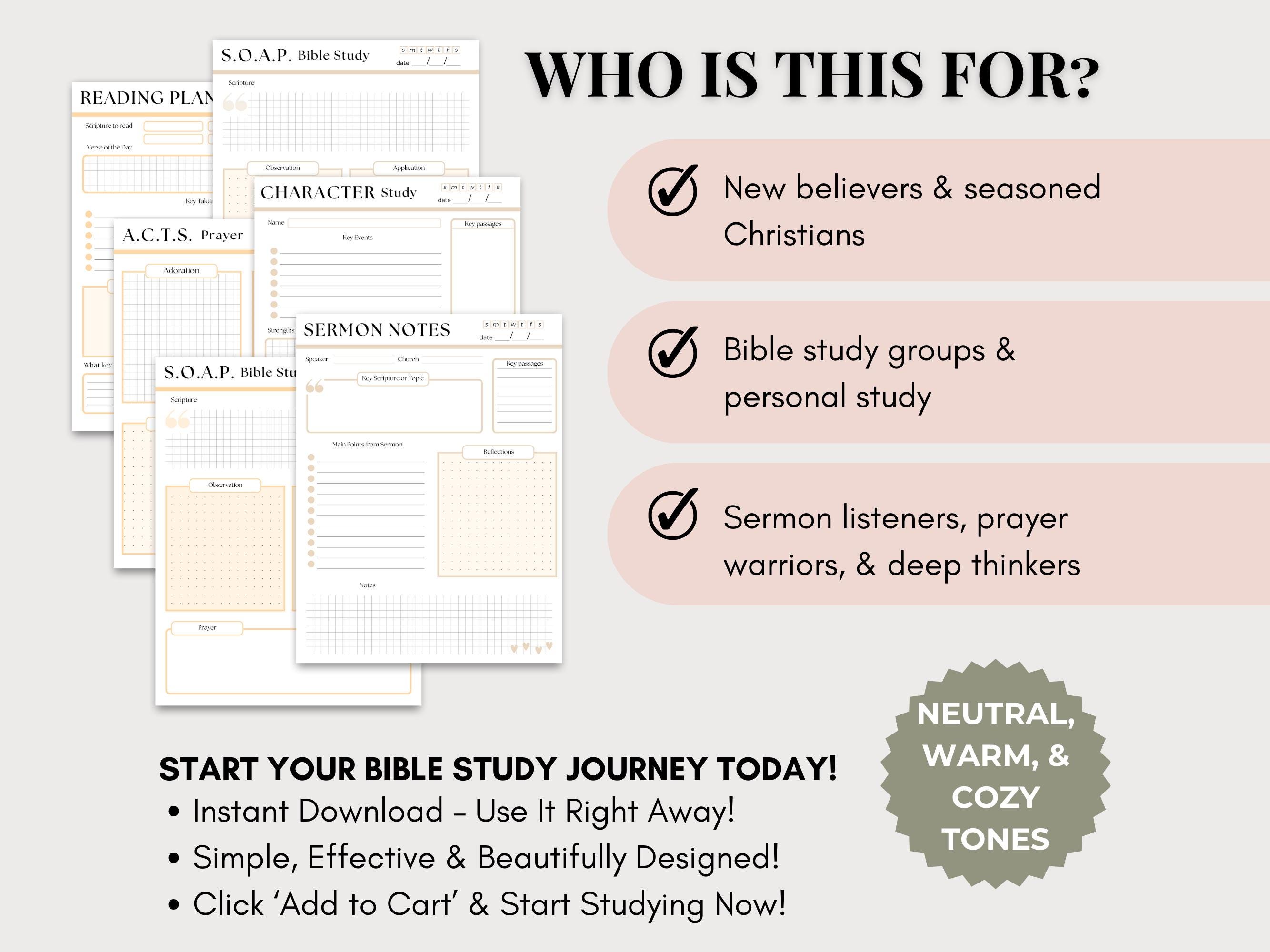 Bible Study Template Printable Bundle, Soap Bible Prayer Journal ...