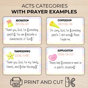 ACTS Prayer Cards Set for Kids Acts Prayer Printable Daily Devotional ...