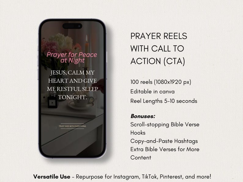 Christian Faceless Prayer Reels Templates | Canva Editable, Overlay ...