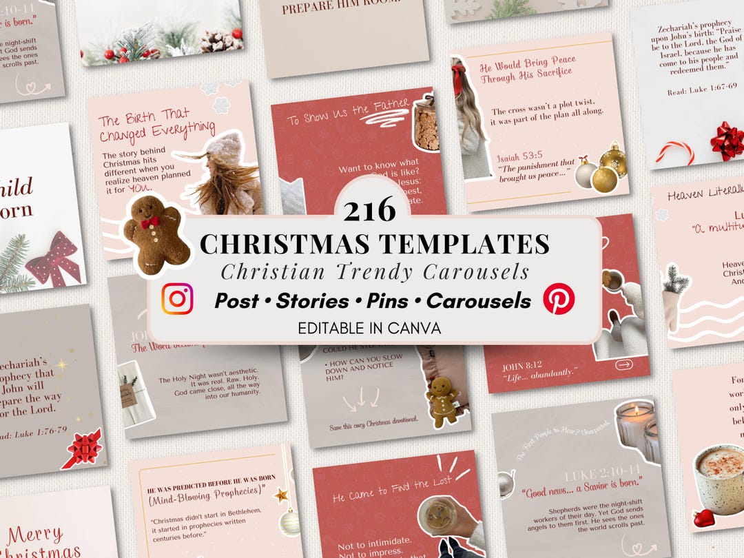 Christian Christmas Social Media Templates | Canva Editable Trend ...