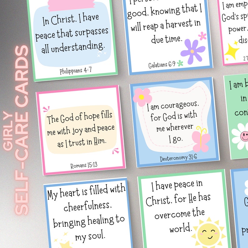 Christian Teen Girl Affirmation Cards Bible Study Daily Christian Quote ...