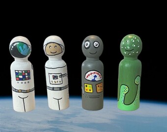 Outer Space Peg Doll Set, Alien and Astronaut Peg Dolls Set of 3 - Etsy