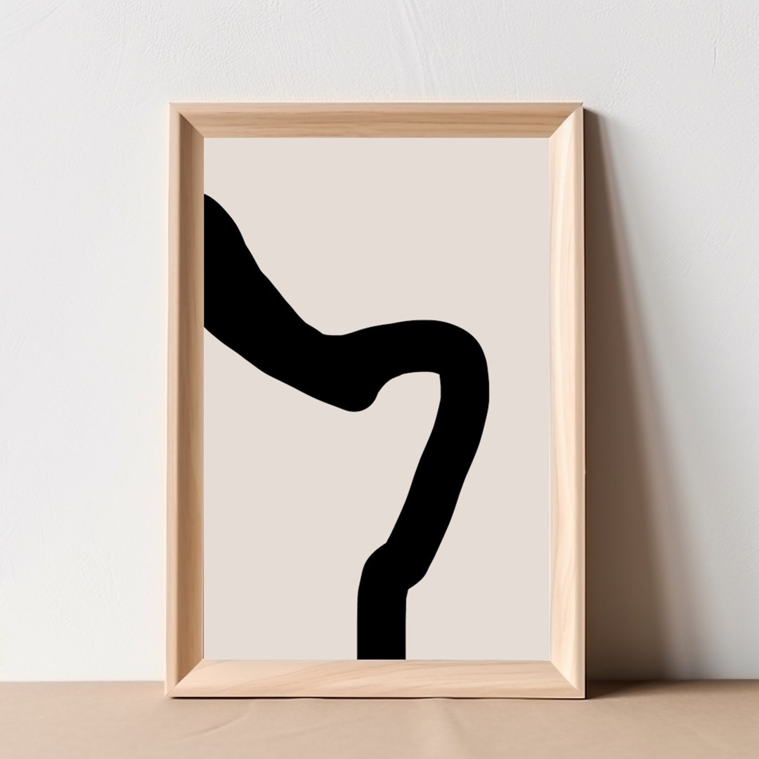 Abstract Line Art, Black Line, Modern Line Drawing, Neutral Color ...