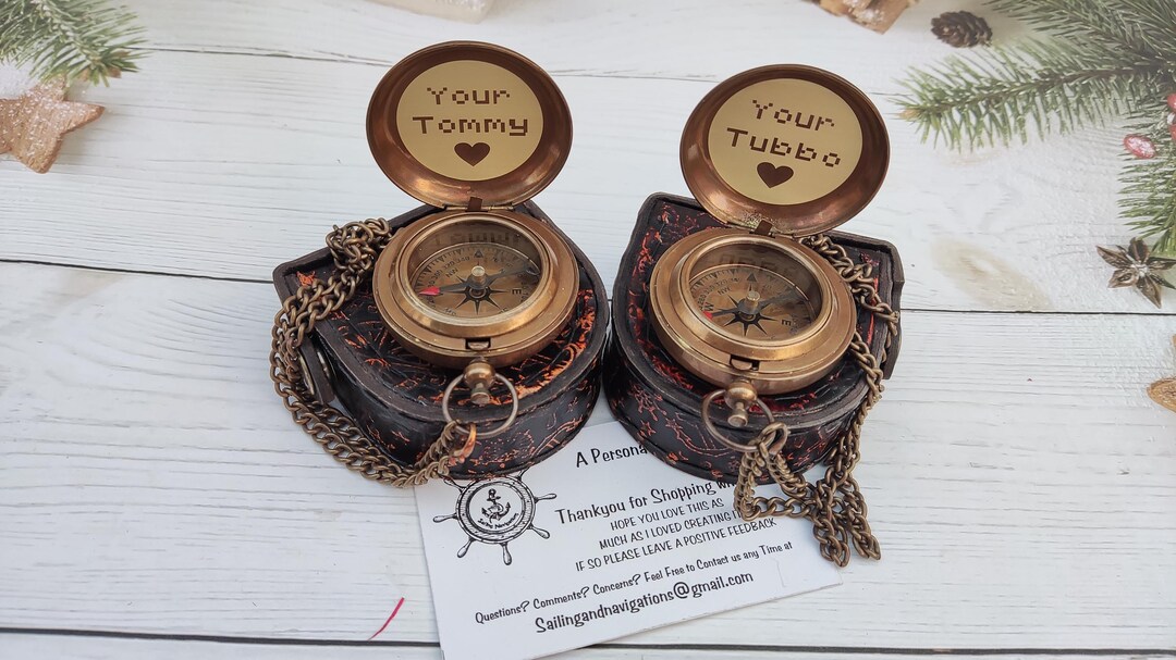 Engraved Brass Friendship Compass Set – "your Tommy" & "your Tubbo" - Etsy