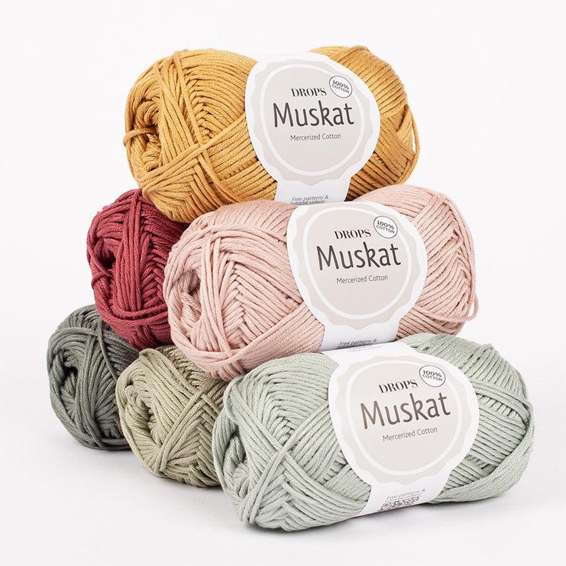 DROPS Muskat Yarn – 100% Mercerized Cotton, Soft & Shiny – DK Weight ...