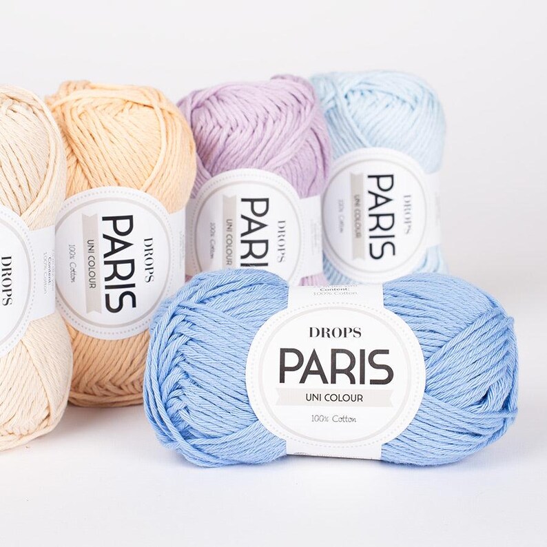 DROPS Paris Yarn, 100% Cotton, Aran Weight, 50g / 75m, Soft Yarn ...