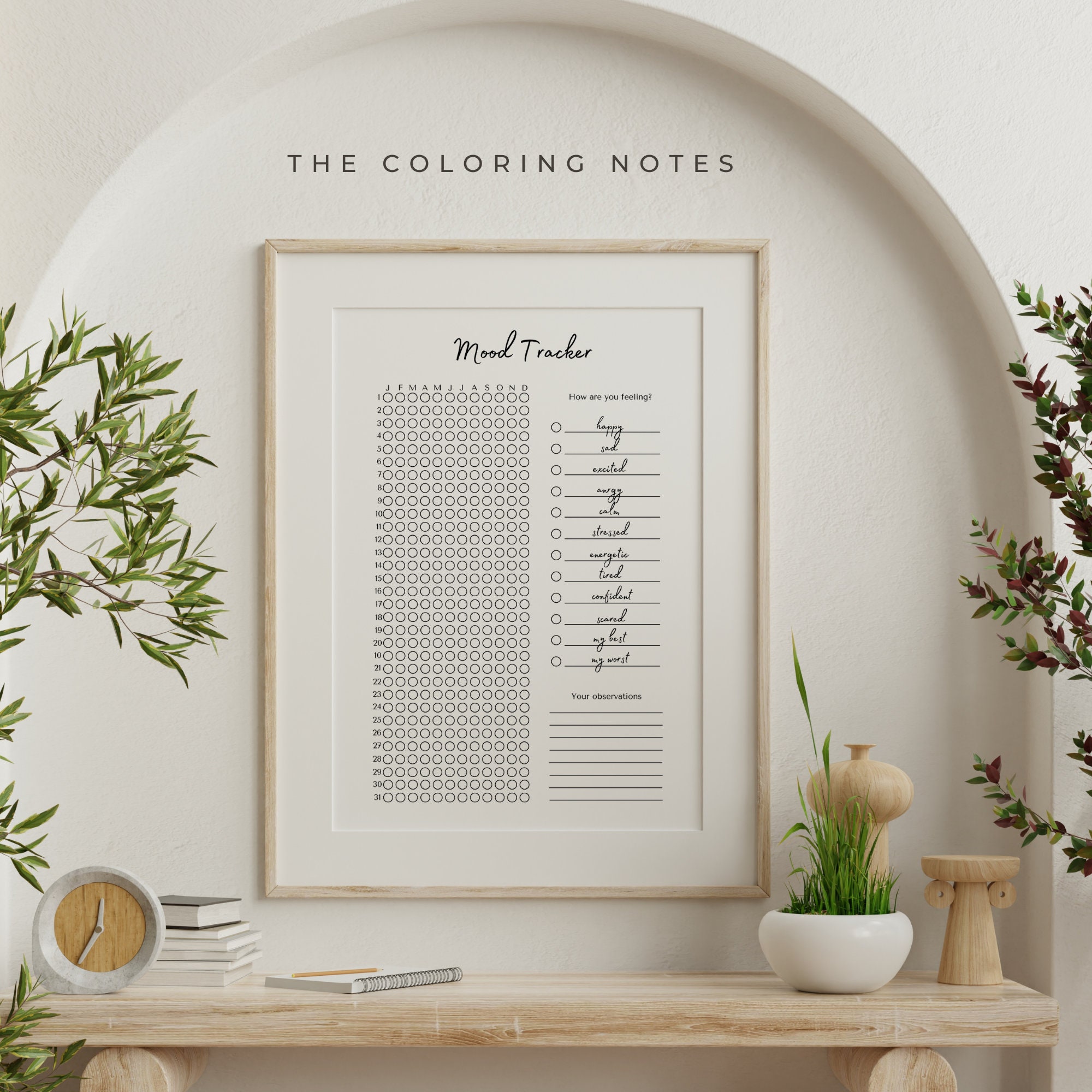 Mood Tracker Coloring Page Emotions Self-work Printable Yearly Mood ...
