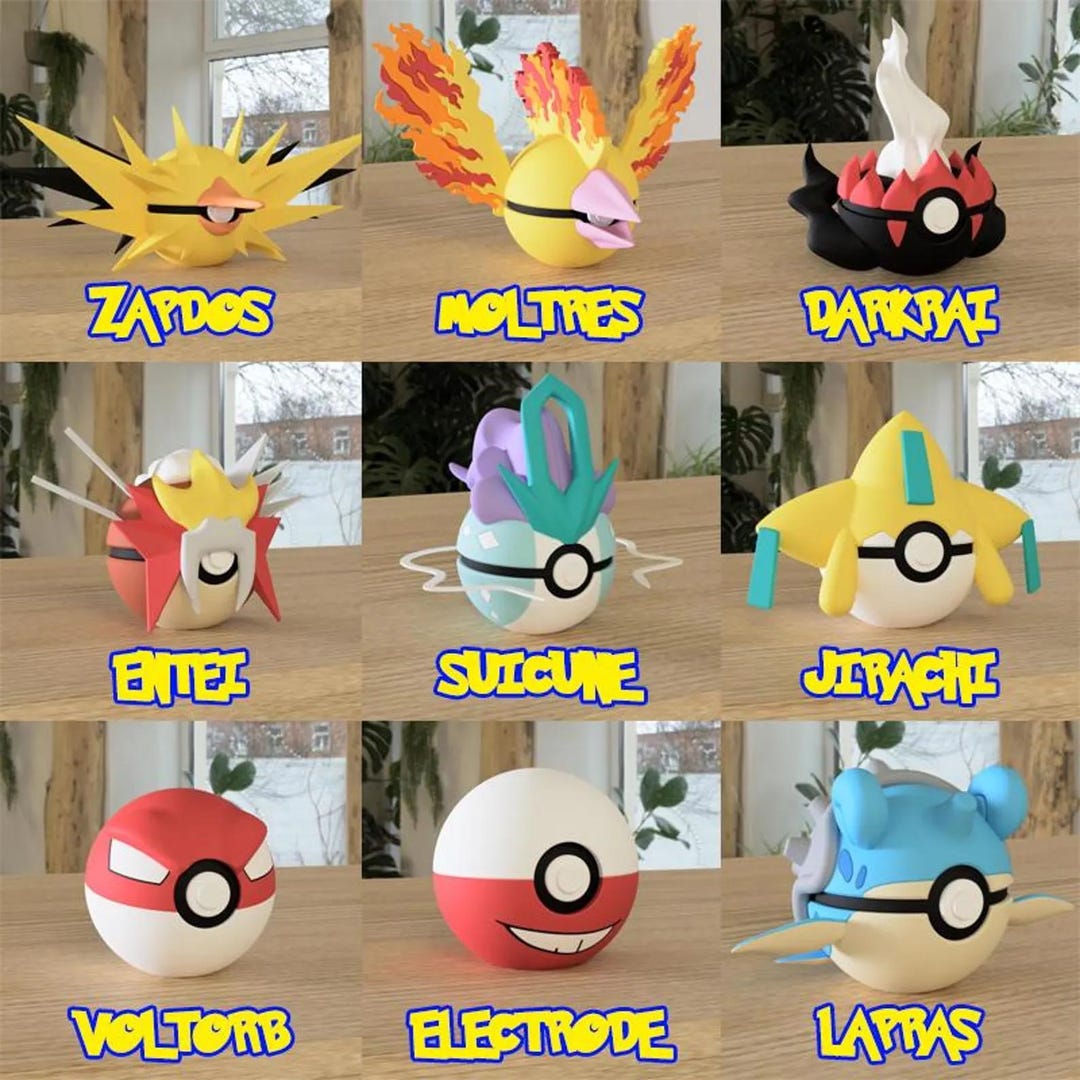 Pokemon Pokeball Collection Gen 1 Starters | 3D Printed Display Figures ...