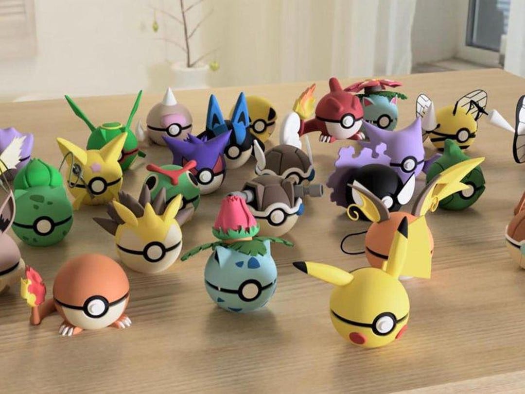 Pokemon Pokeball Collection Gen 1 Starters | 3D Printed Display Figures ...