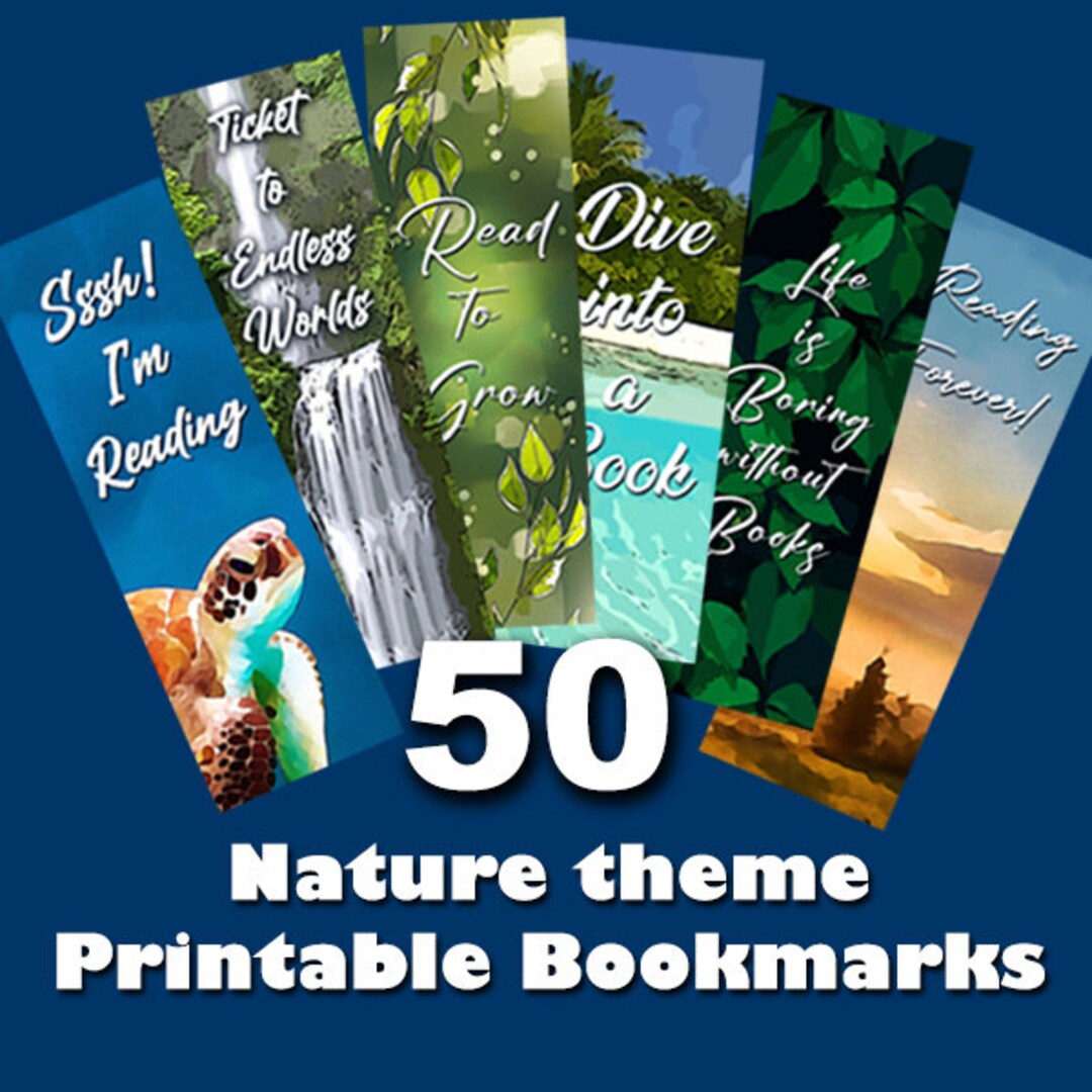 Nature Theme Printable Bookmarks With 50 Designs, Instant Download ...