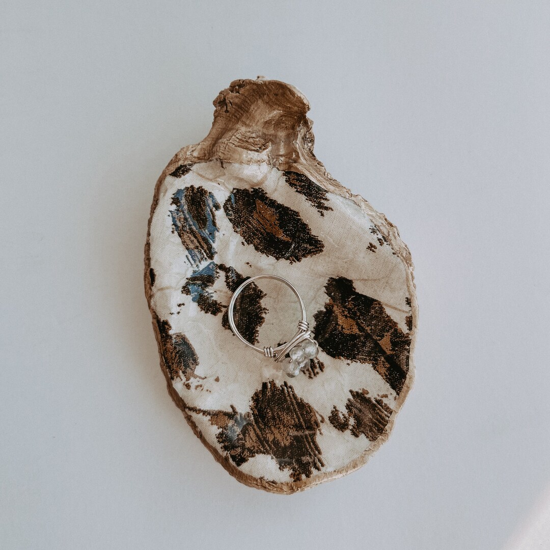 Cow Leopard Print, Oyster Shell Ring Dish, Bridal Shower Gifts, Jewelry ...