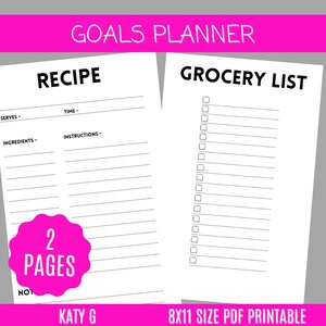 Recipe Card With Grocery List | Recipe | Grocery List | Printable ...