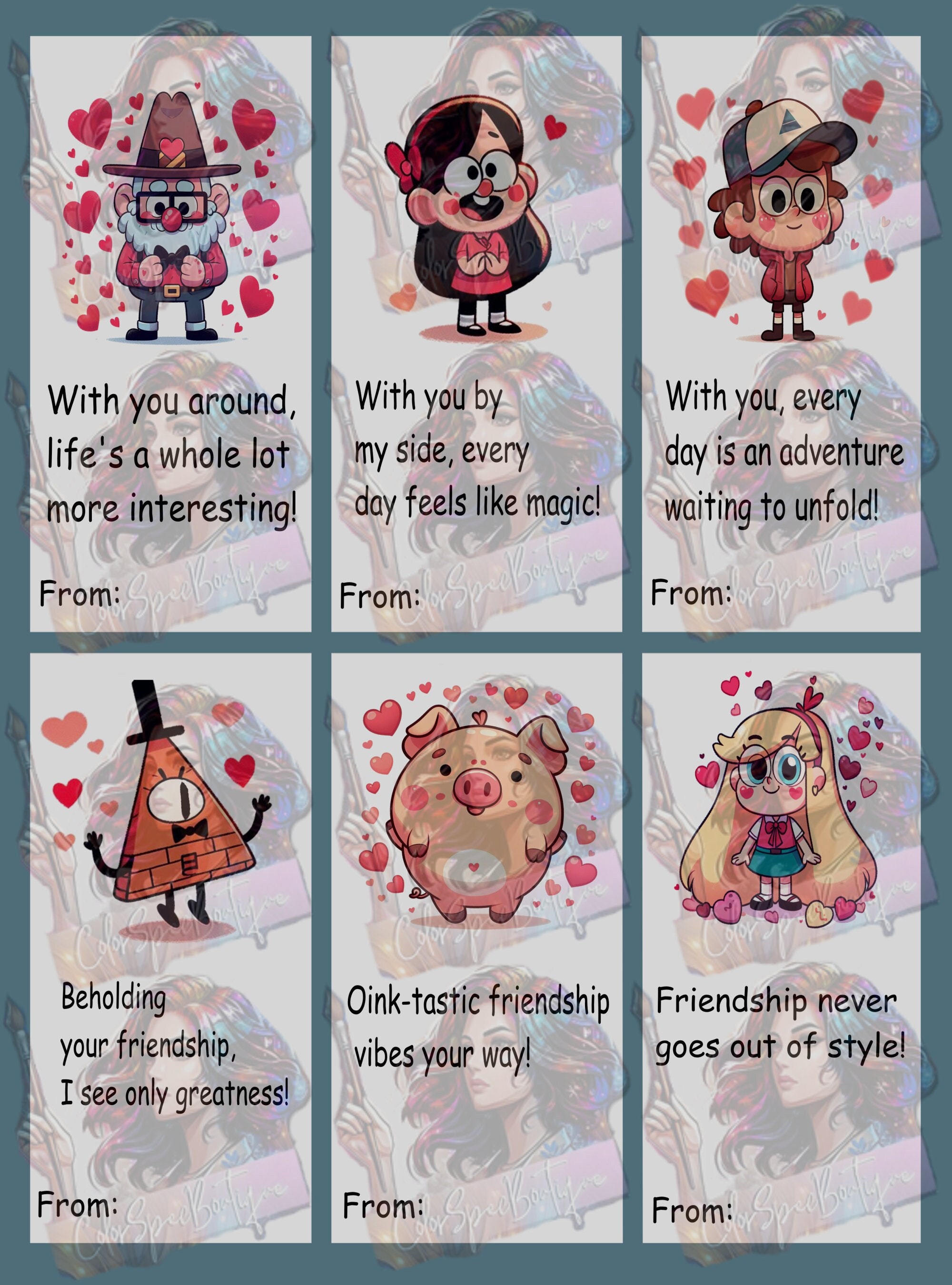 Gravity Falls Valentine Cards - Etsy