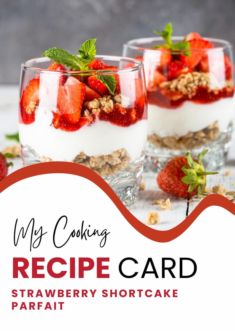 Editable & Printable Strawberry Shortcake Parfait Recipe Template (PPTX ...