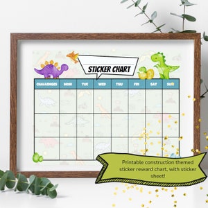 Printable Dinosaur Sticker Reward Chart for Kids - Fun & Educational ...