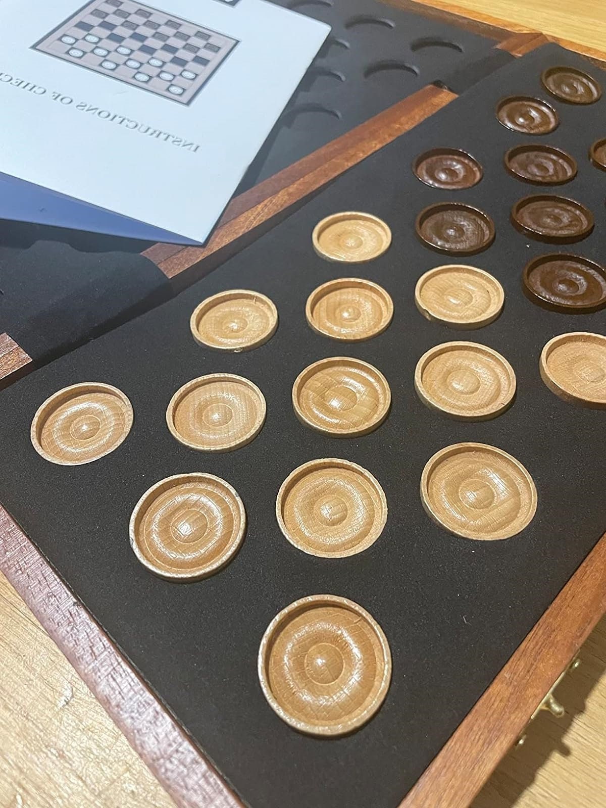 Folding Wooden Game Set 64 Square Checkerboard International Checkers ...