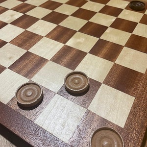 Folding Wooden Game Set 64 Square Checkerboard International Checkers ...