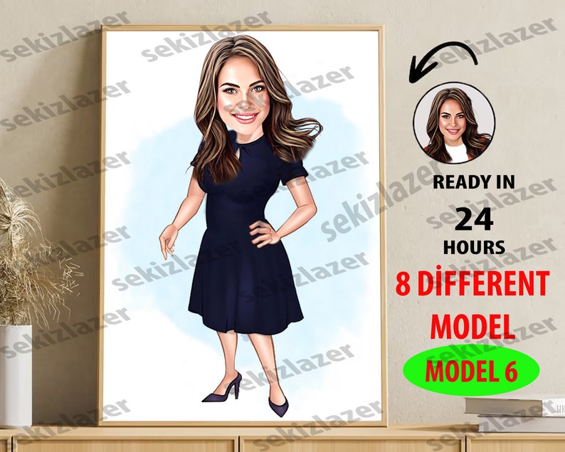 25th Birthday Caricature Cartoon Drawing From Photo Unique Wall Decor ...