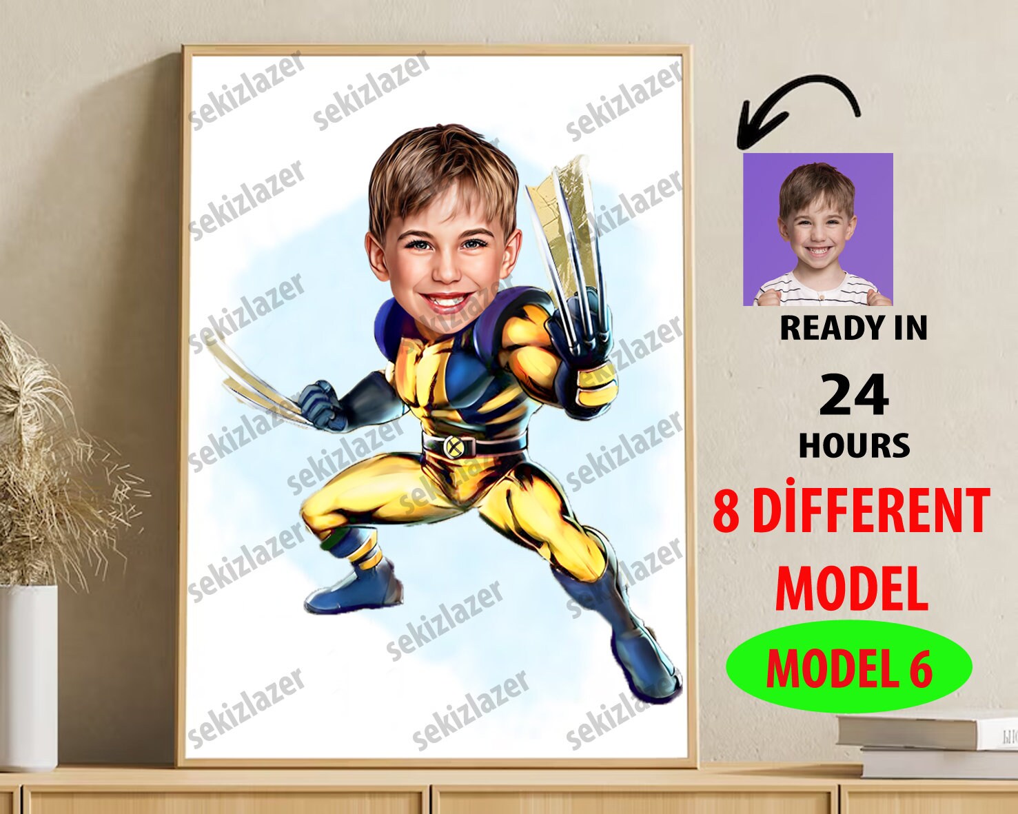 Personalized Superhero Cartoon Portrait, Custom Superhero Caricature ...