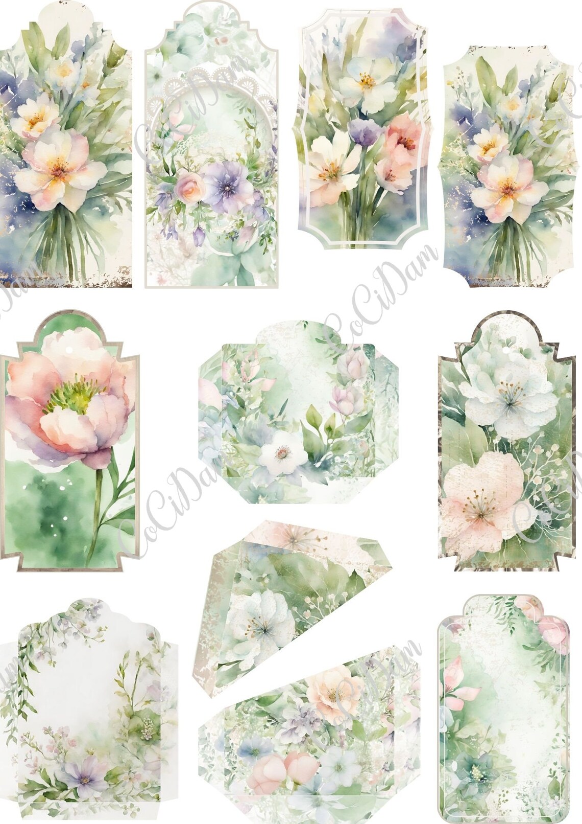 Digital Paper Clipart Set Junk Journal Kit spring Journal , Commercial ...