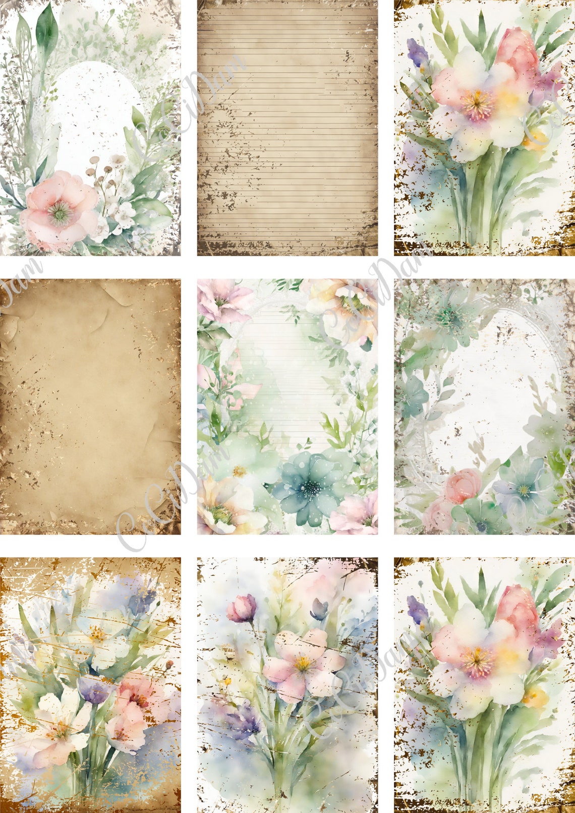 Digital Paper Clipart Set Junk Journal Kit spring Journal , Commercial ...