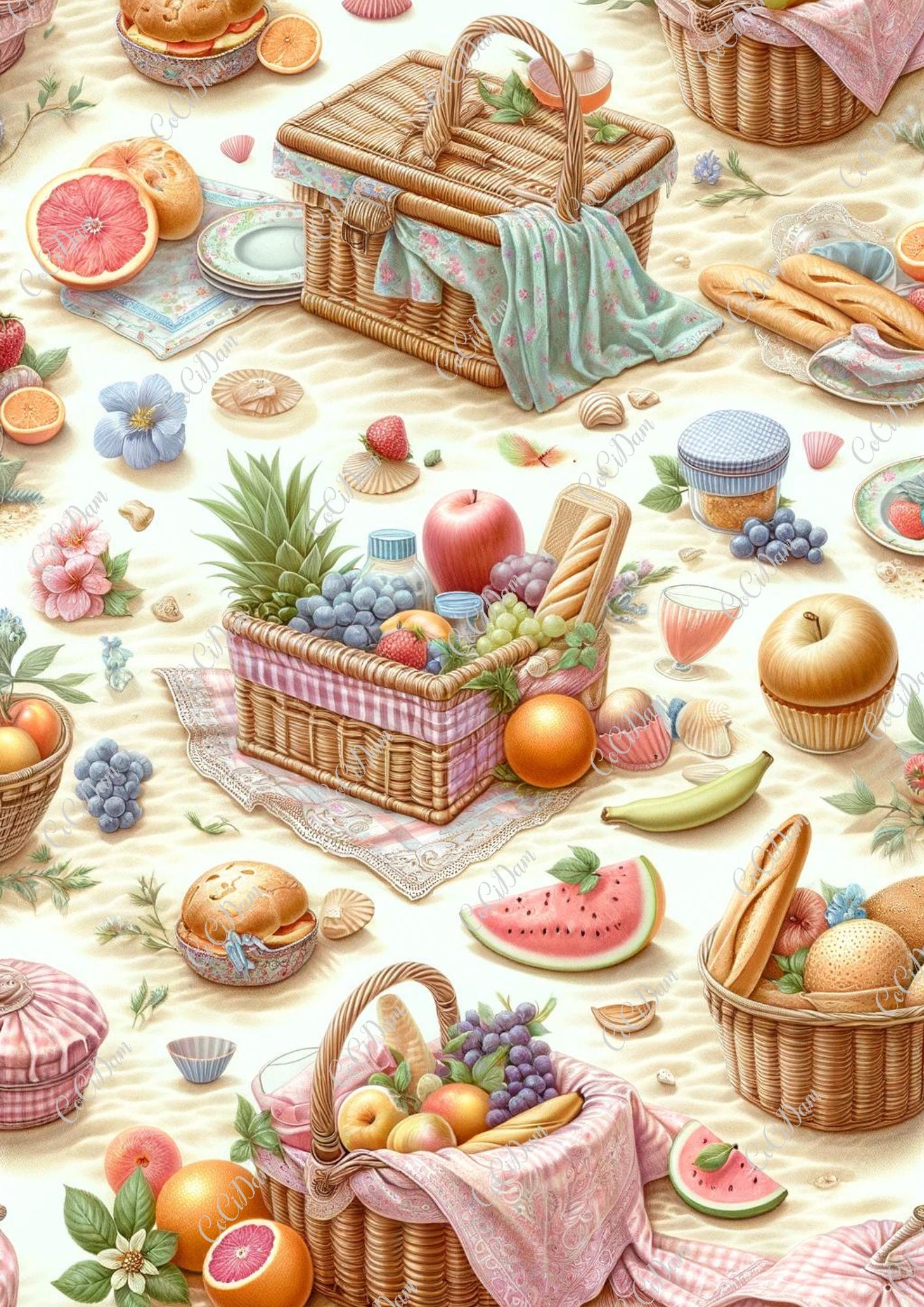 Summer Vibes: A4 Backgrounds, Cutting Sheets, PNG Files | Scrapbooking ...