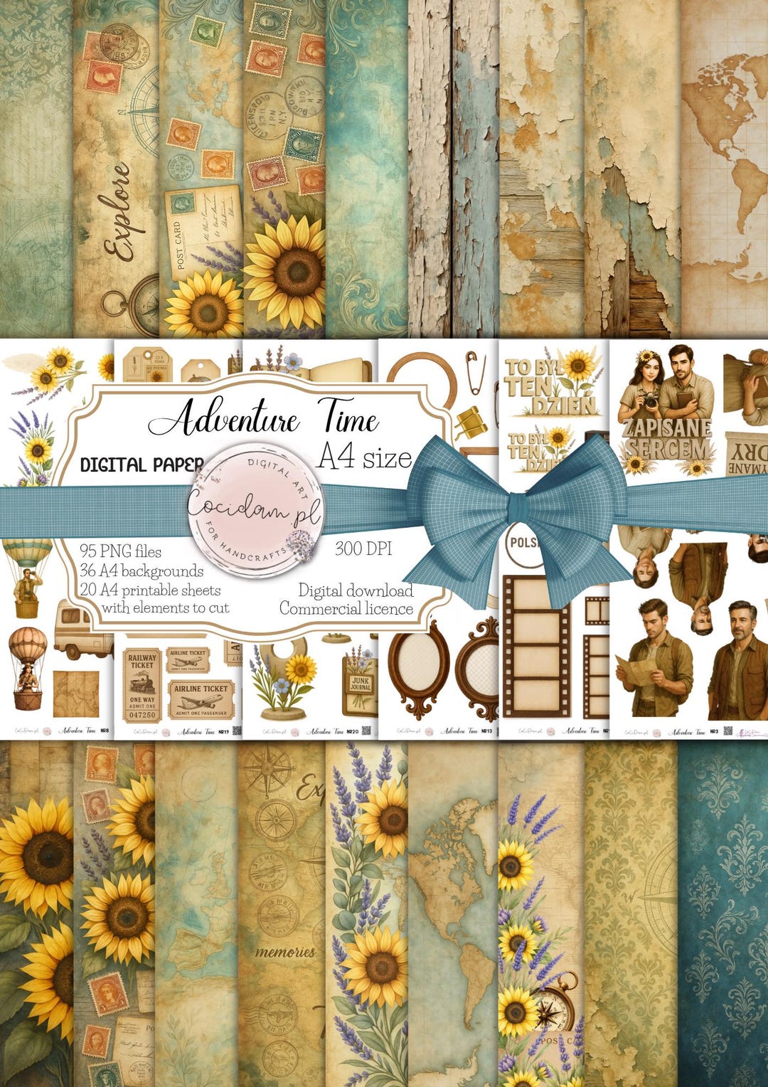 Adventure Time – Travel Scrapbook Graphics Set | Vintage Watercolors ...