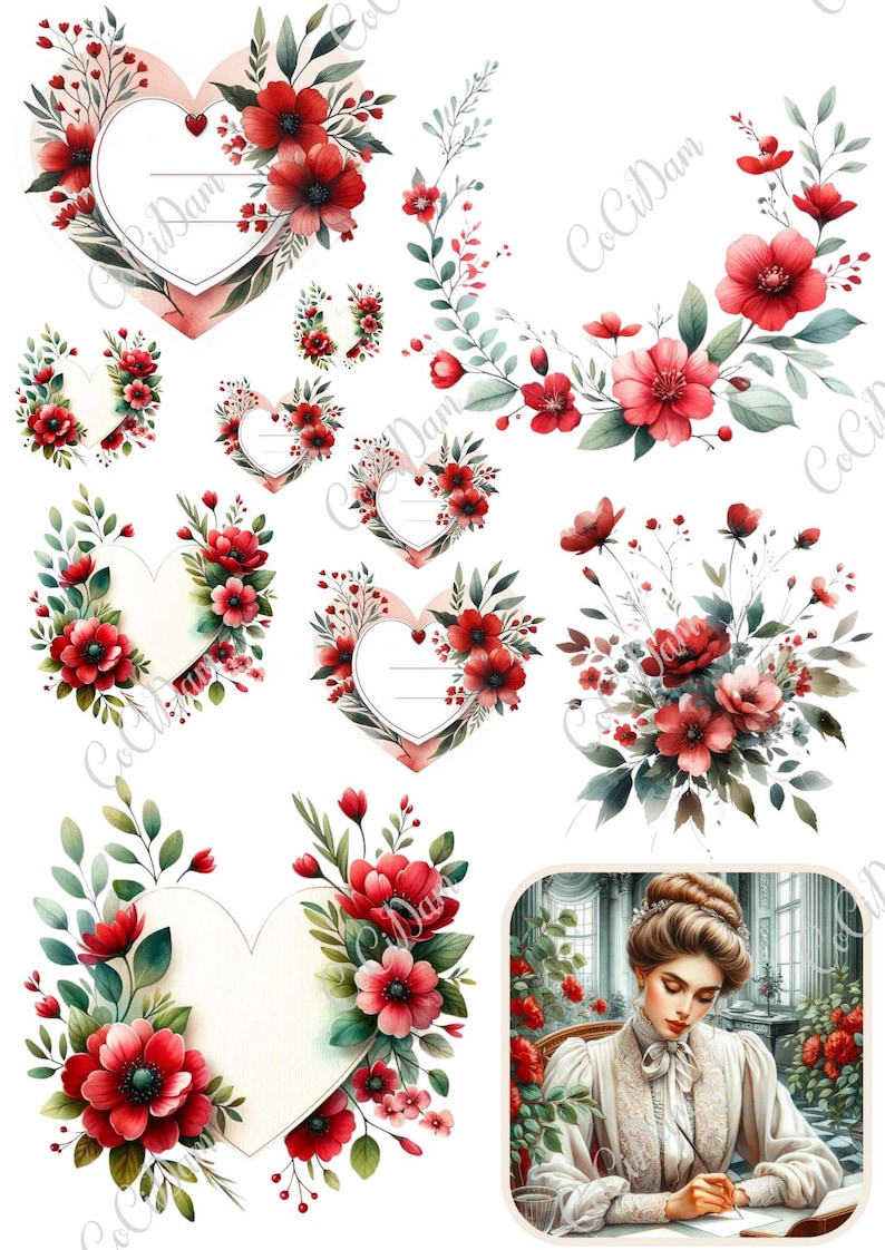 Digital Paper Pattern Clipart Set Red Poppy Commercial Licence Instant ...