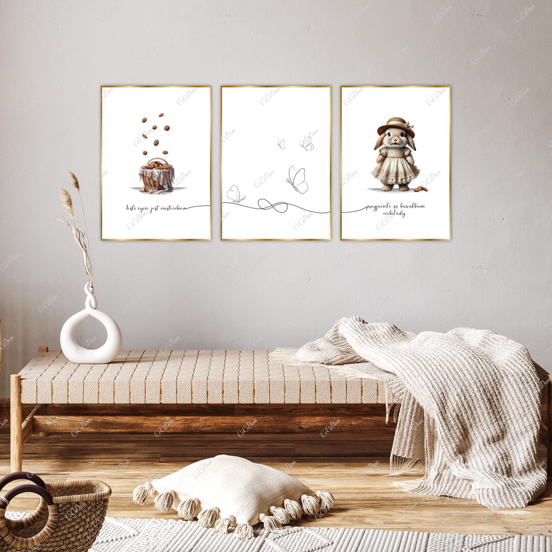 Bunny Poster Vintage Digital Printable Poster Set Polish-english ...