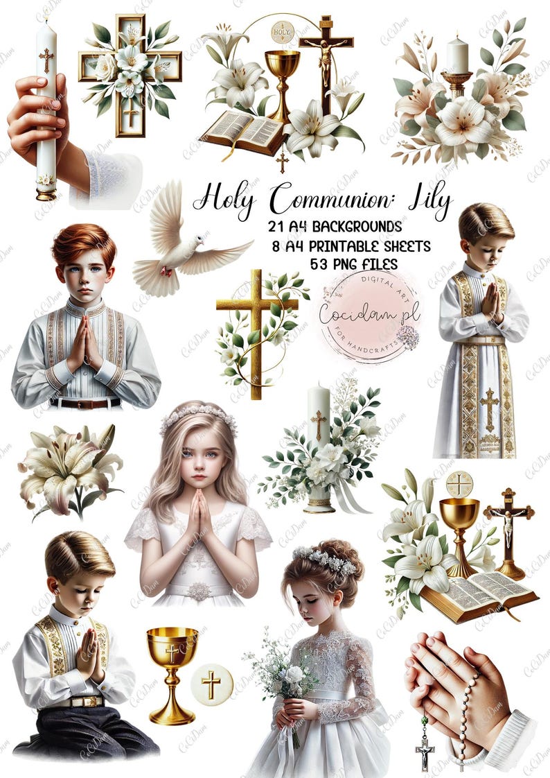 Holy Communion: Lily - 53 Graphics, 8 A4 Sheets With Elements to Cut ...