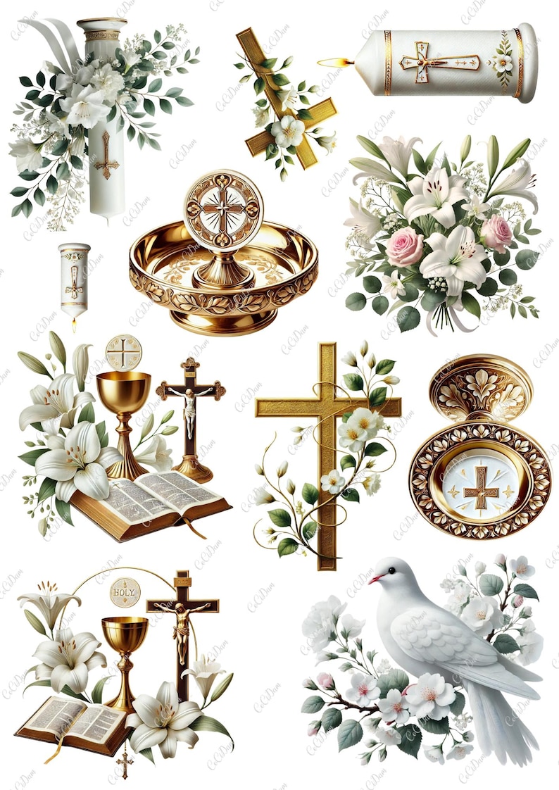 Holy Communion: Lily - 53 Graphics, 8 A4 Sheets With Elements to Cut ...