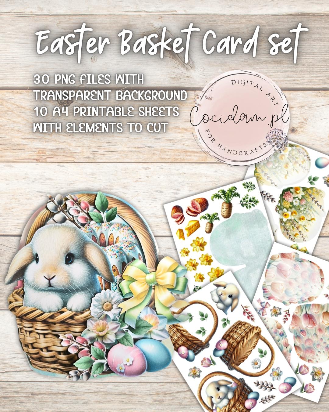 Easter Basket Card Set – 3D Card Making Kit, PNG Clipart, Cut Outs ...