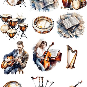 Music Flow Seamless Pattern Clipart Set Transparent Background PNG ...