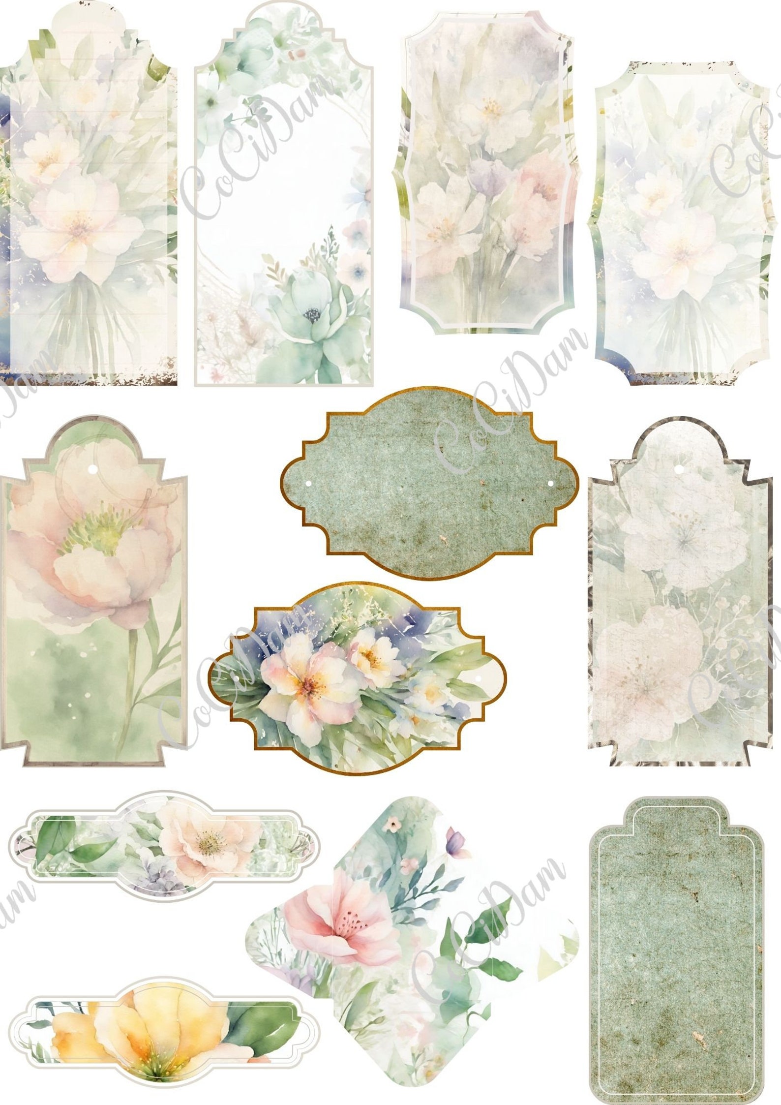 Digital Paper Clipart Set Junk Journal Kit spring Journal , Commercial ...