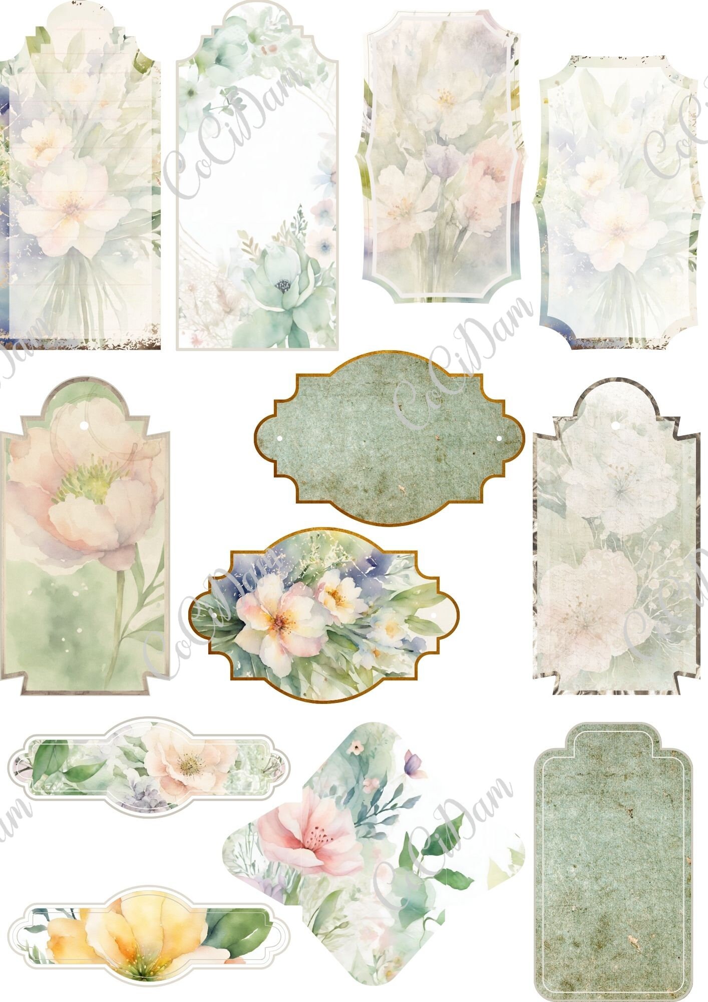 Digital Paper Clipart Set Junk Journal Kit spring Journal , Commercial ...